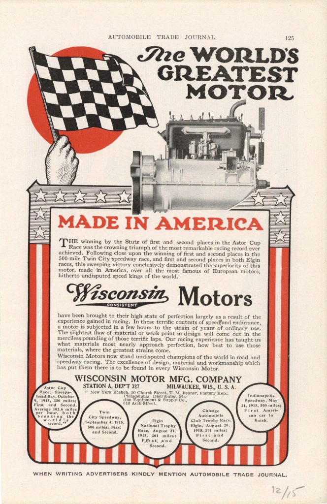 1915 12 Wisconsin Motors The WORLD'S GREATEST MOTOR ad AUTOMOBILE TRADE ...