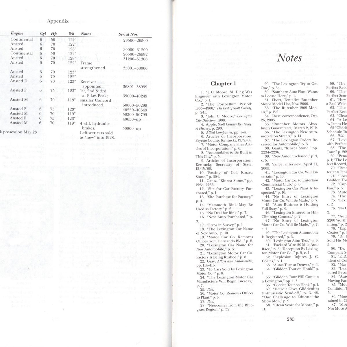 Appendix The LEXINGTON AUTOMOBILE by Richard A. Stanley A Complete ...