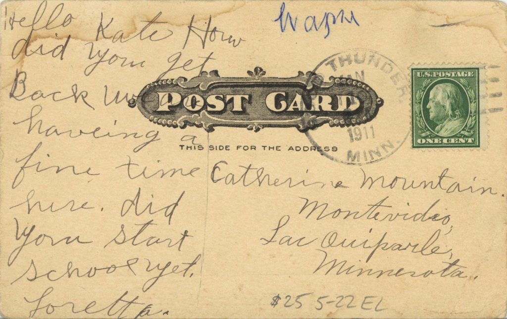 1911 1 11 ca. Good Thunder, MN Chief Good Thunder and Wife postcard back