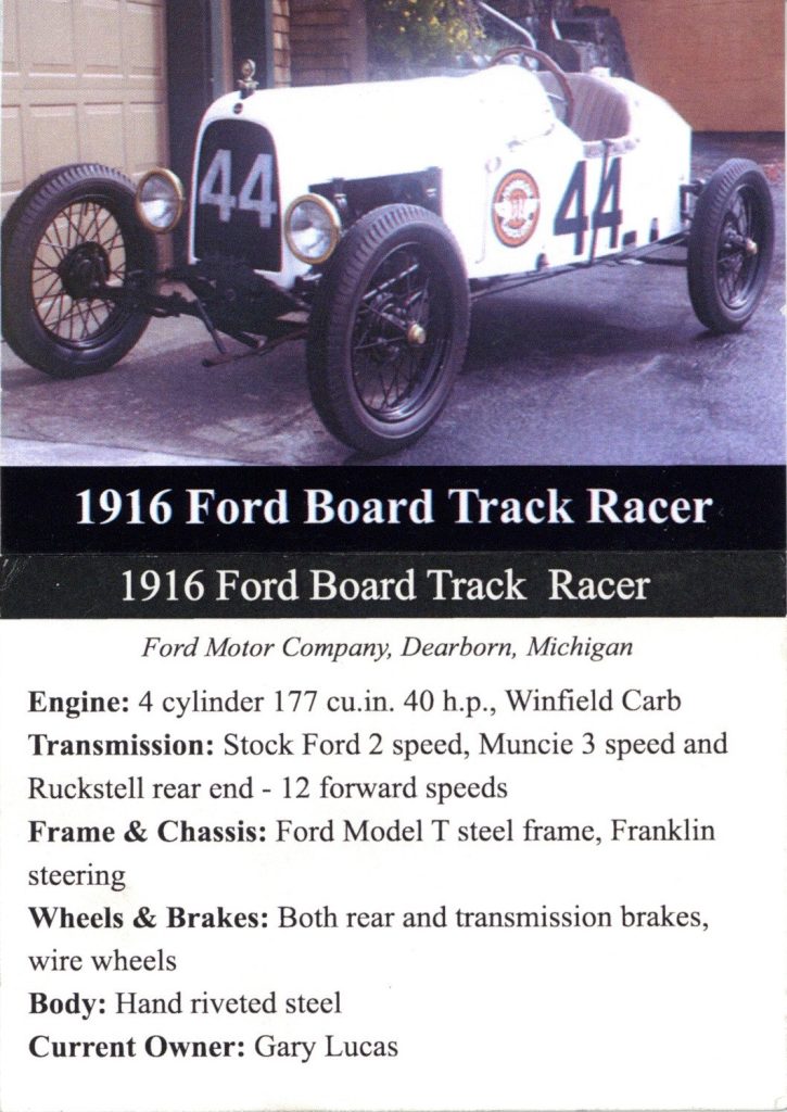 1916 FORD Board Track Racer Car 44 Ragtime Racers card