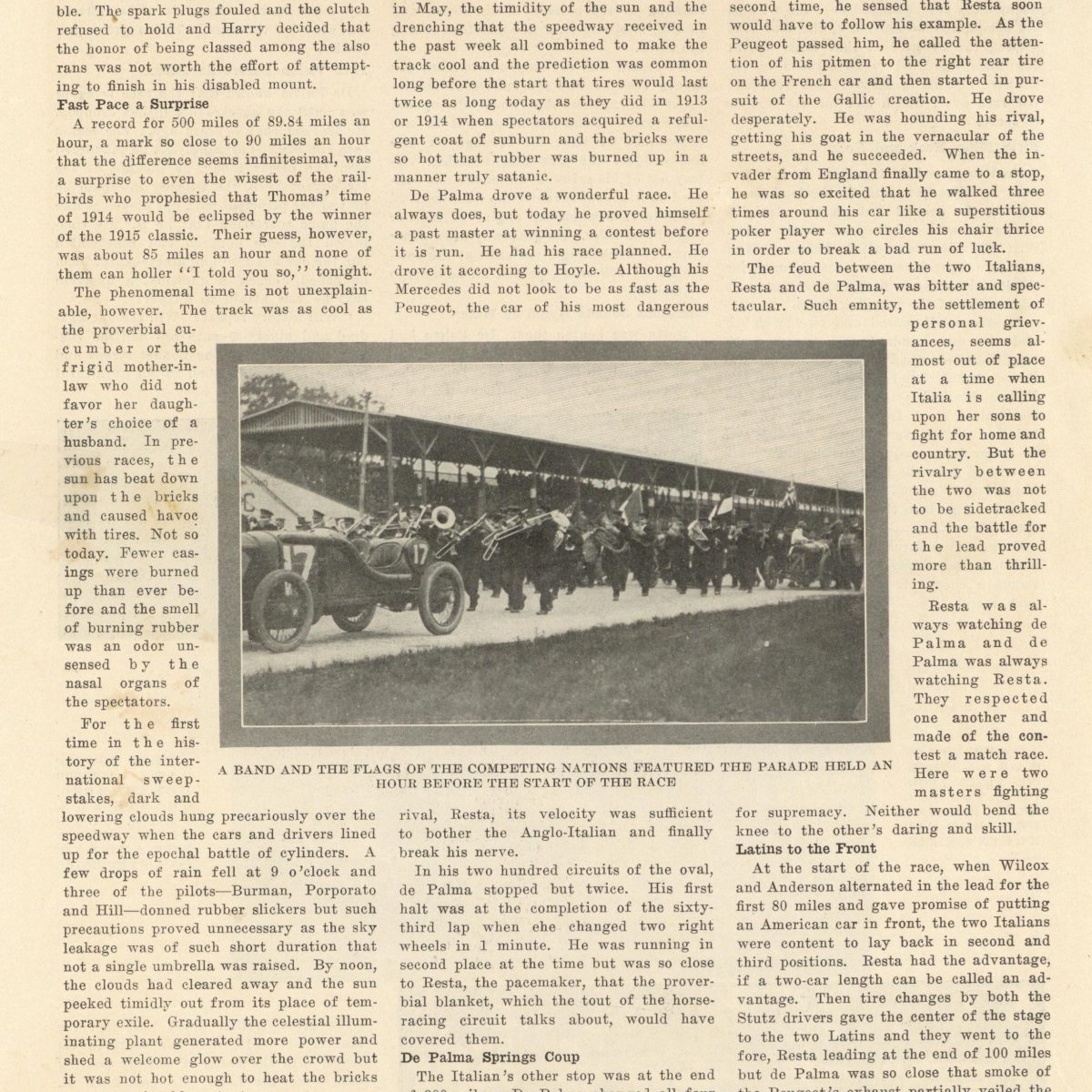 1915 6 3 Indy 500 Ralph De Palma Wins Indianapolis Classic in Record ...