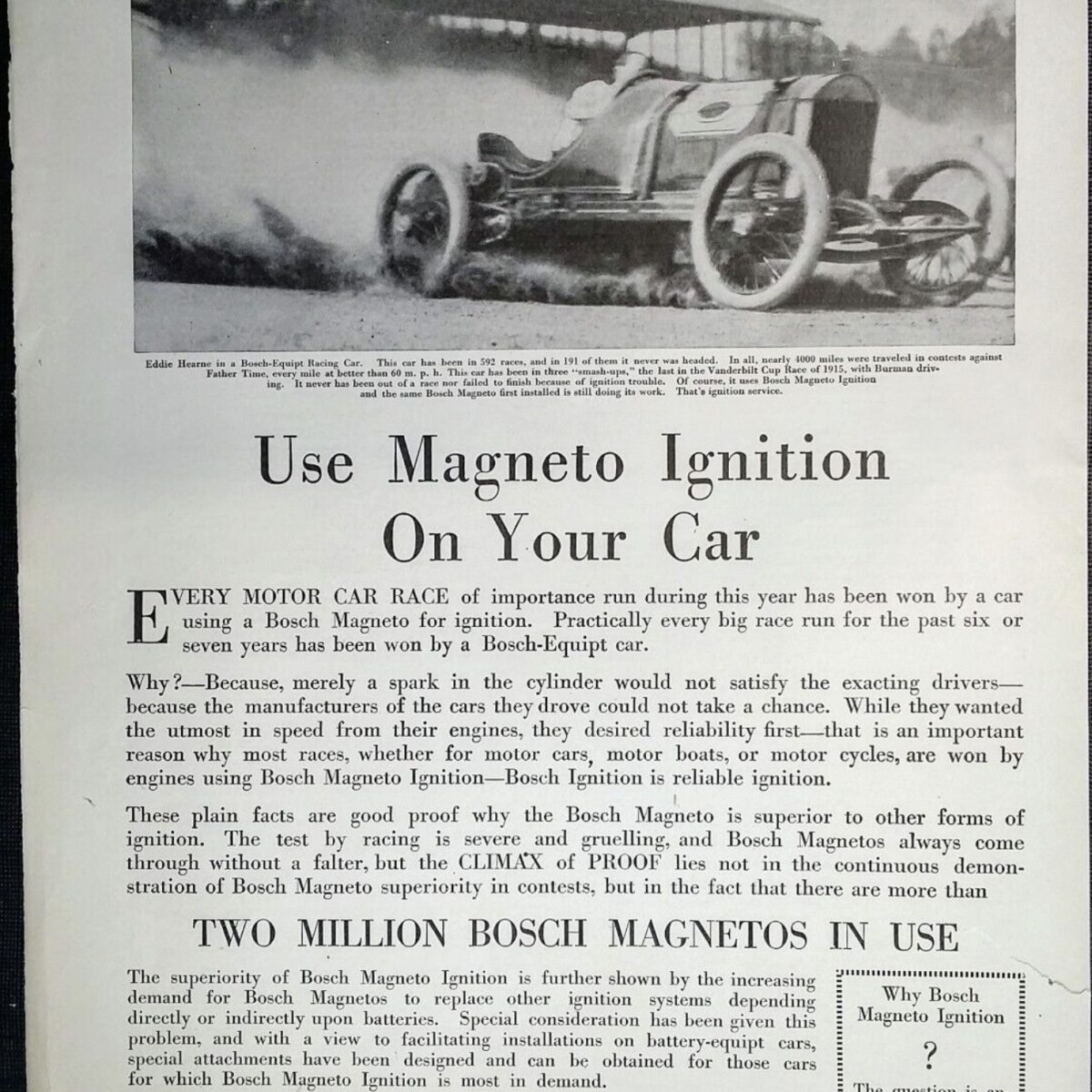 1916 Bosch Magneto Co. NYC Magneto Ignition For Cars Vintage photo ad ...