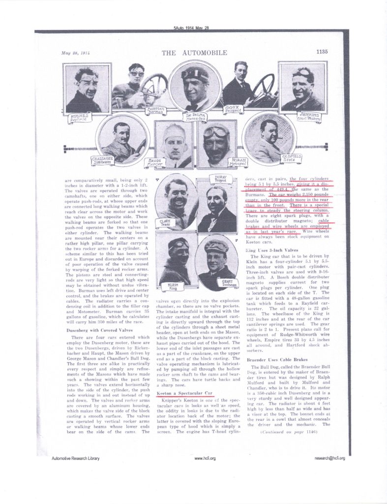 1914 5 28 Indy 500 KEETON Keeton a Spectacular Car page 1135 www.hcfi.org