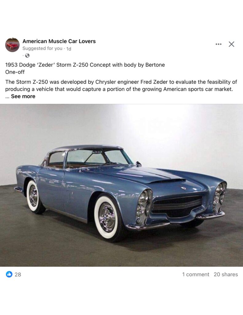 1953 DODGE Zeder Storn Z-250 Concept with body by Bertone FB