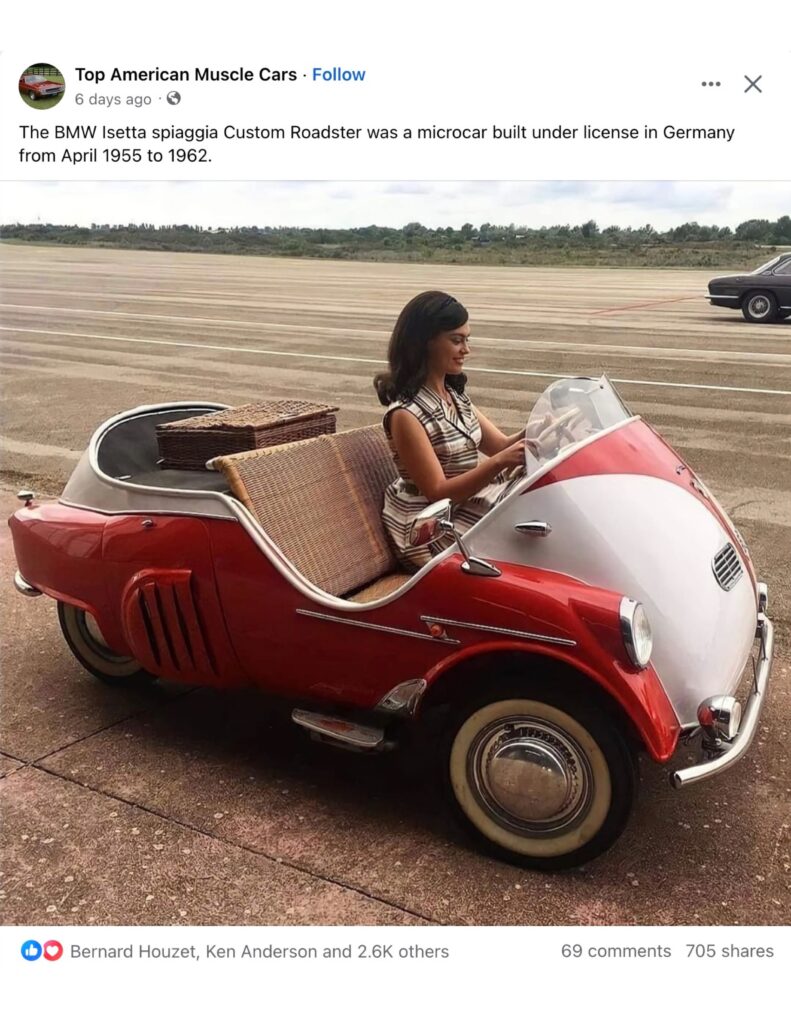 1960 ca BMW Isetta spiaggia Custom Roadster 3 Wheeler FB