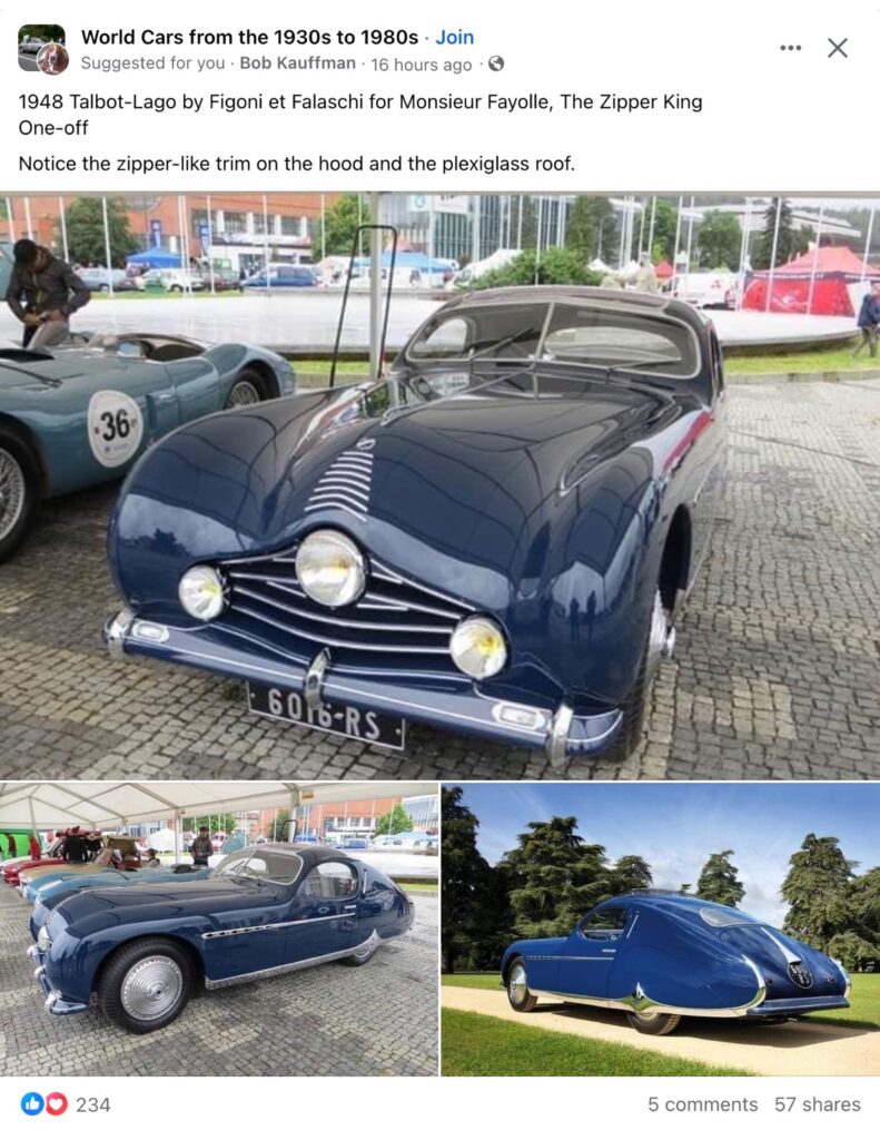 1948 TALBOT LAGO by Figoni et Falaschi FB