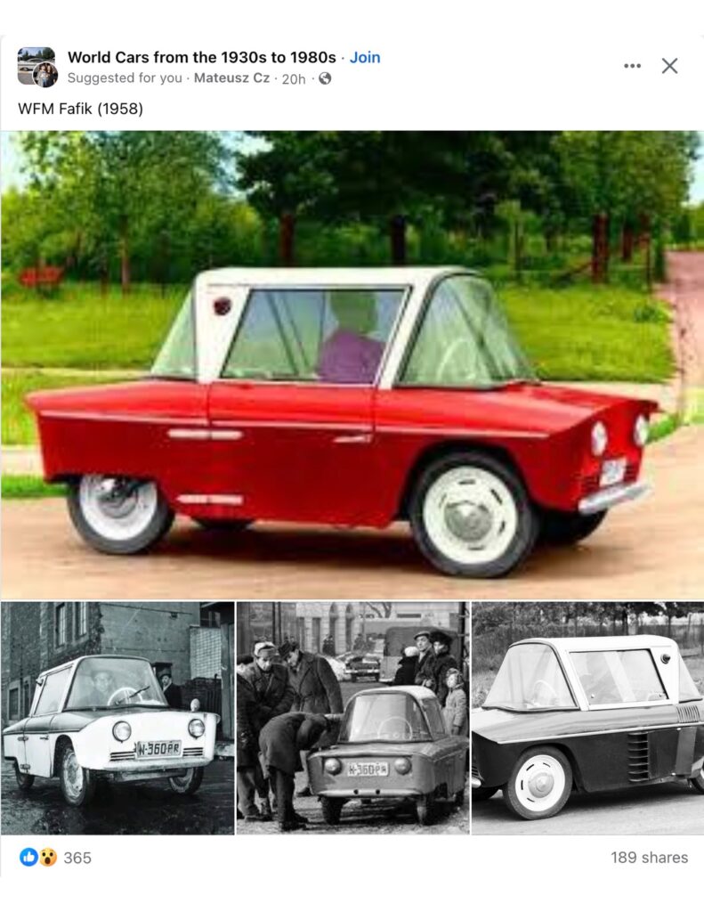 1958 WFM Fafik micro car FB