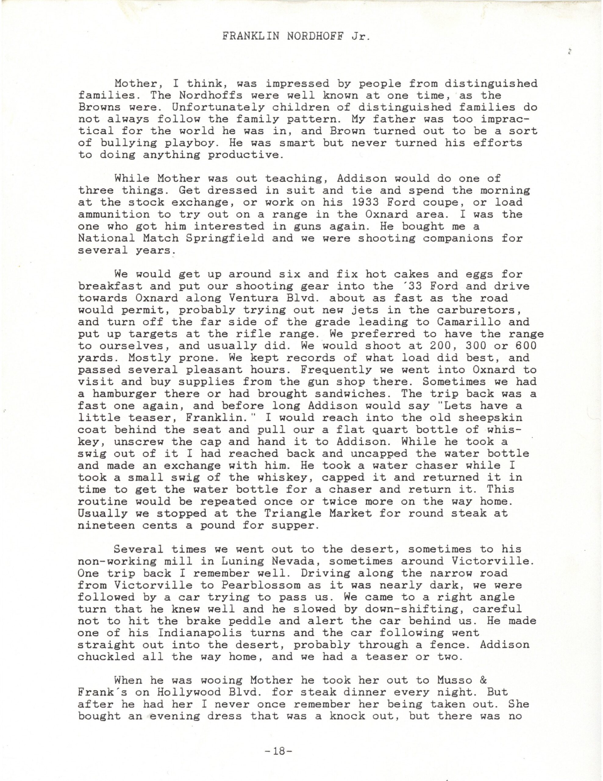 FRANKLIN W. NORDHOFF Jr. Addison Brown page 18