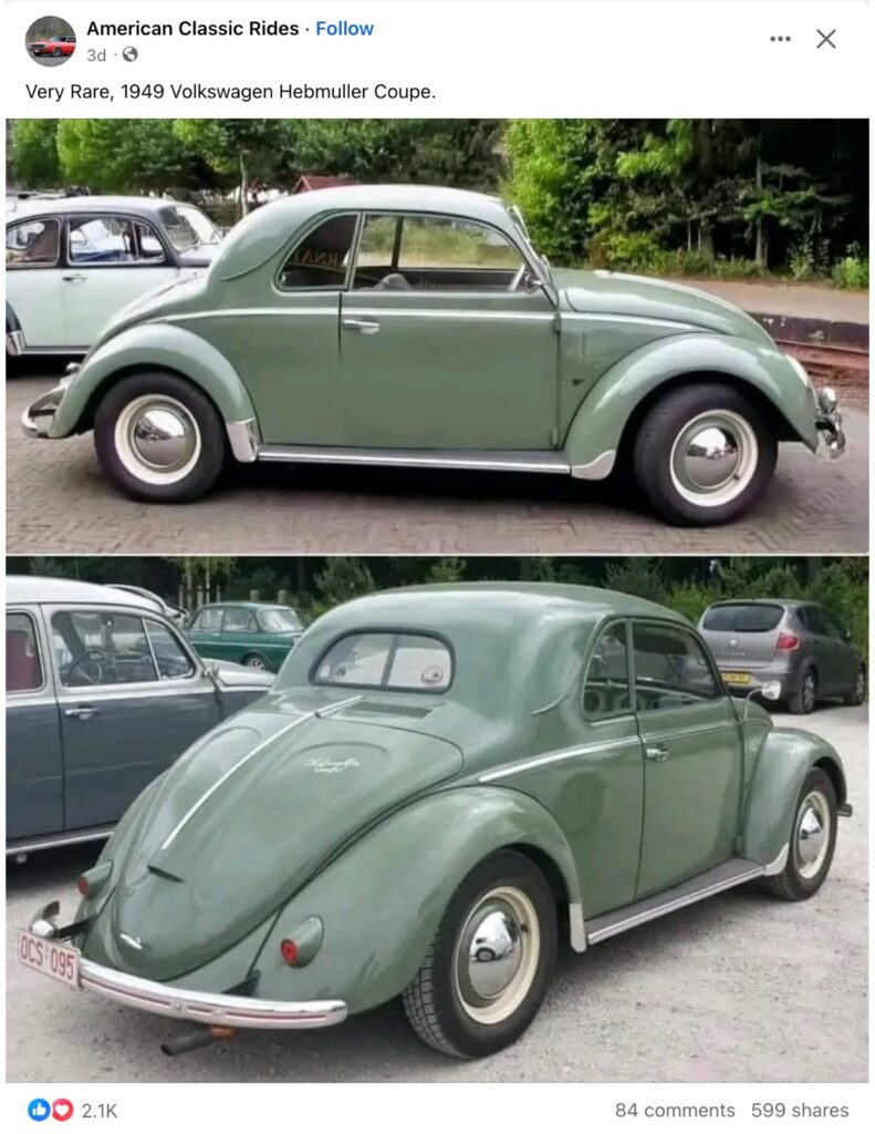 1949 VOLKSWAGEN Hebmuller Coupe FB