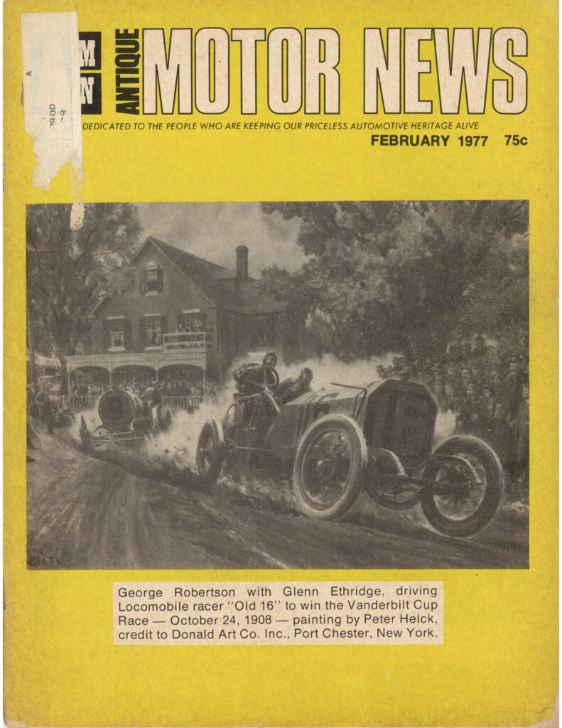 ANTIQUE MOTOR NEWS Feb 1977 Front cover