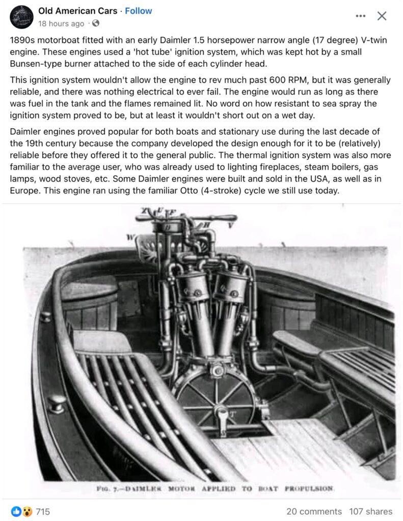 1890s Early DAIMLER 1.5 horsepower V-twin engine FB