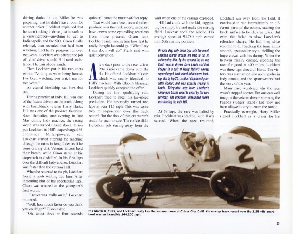 Genius in the Cockpit FRANK LOCKHART By L. Spencer Riggs article AUTOMOBILE Quarterly No. 4 2004 ...