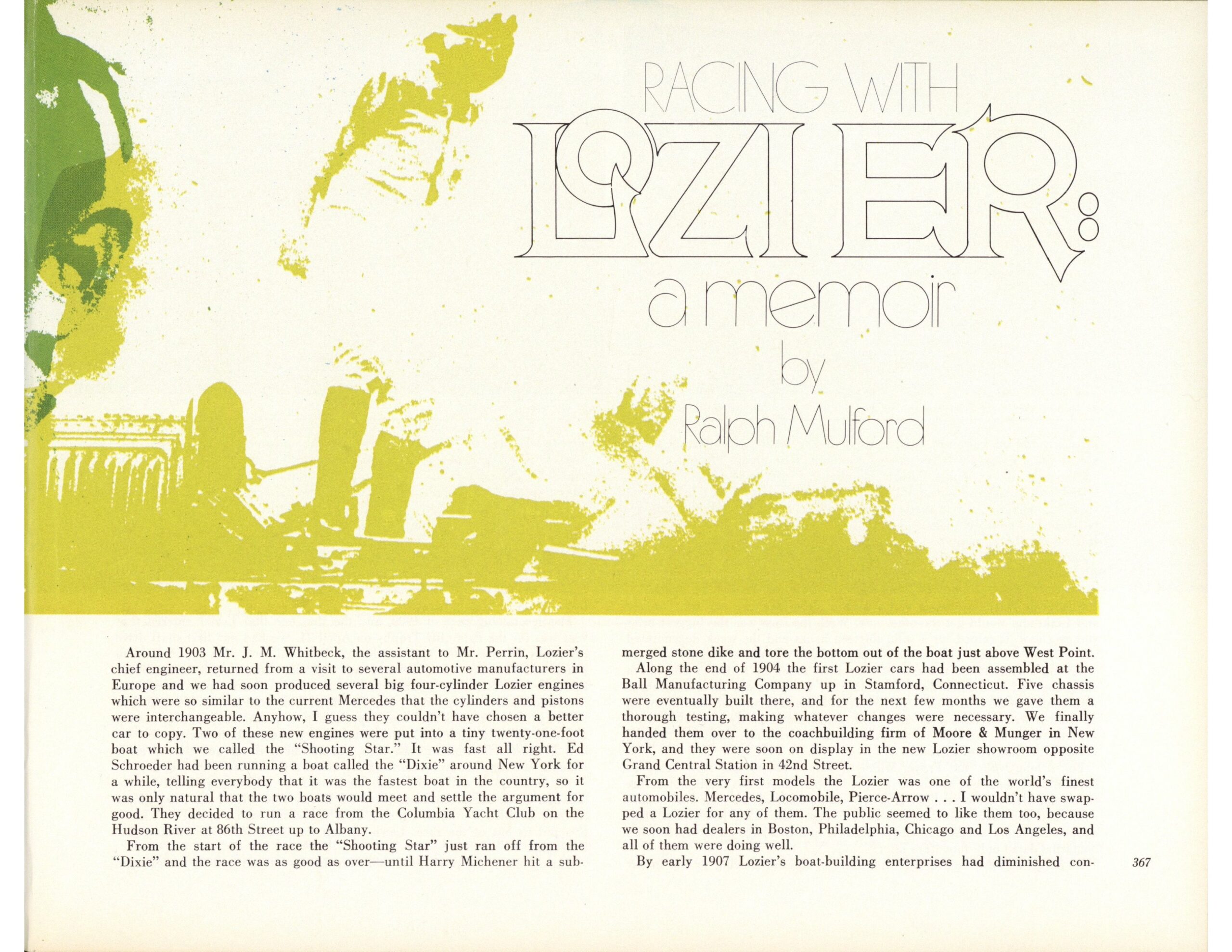 RACING WITH LOZIER a memoir by Ralph Mulford article AUTOMOBILE ...