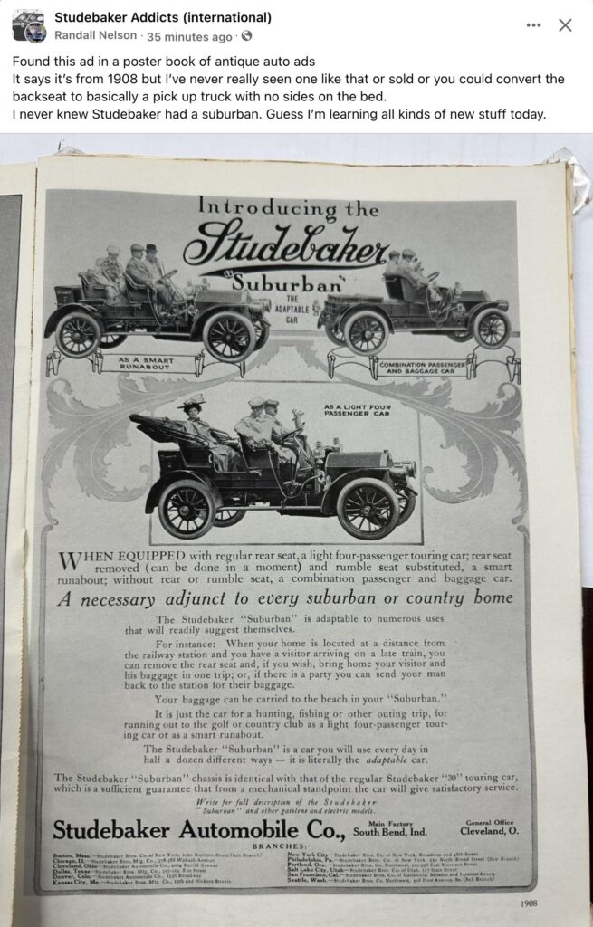 1908 STUDEBAKER Suburban ad FB
