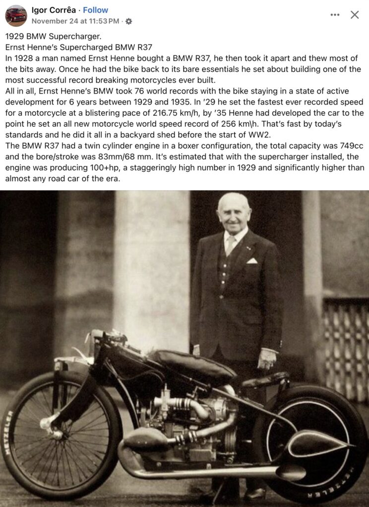 1929 BMW Supercharger motorcycle FB