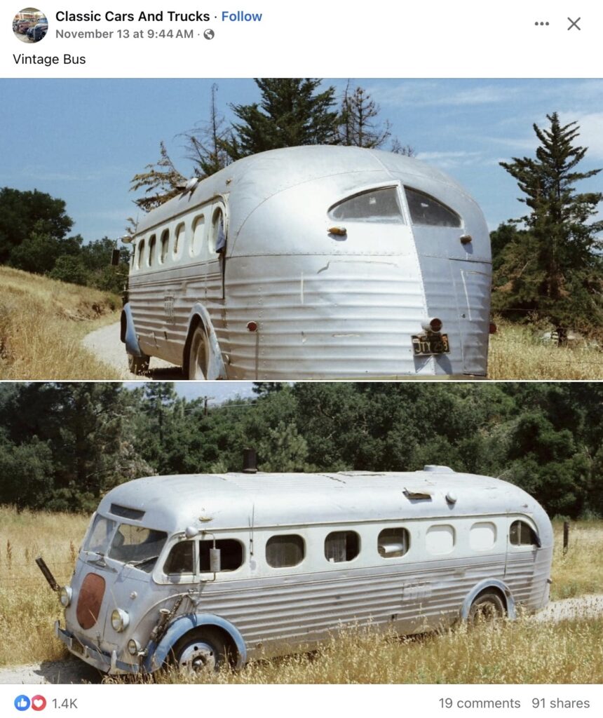 1930s ca. Vintage Bus FB