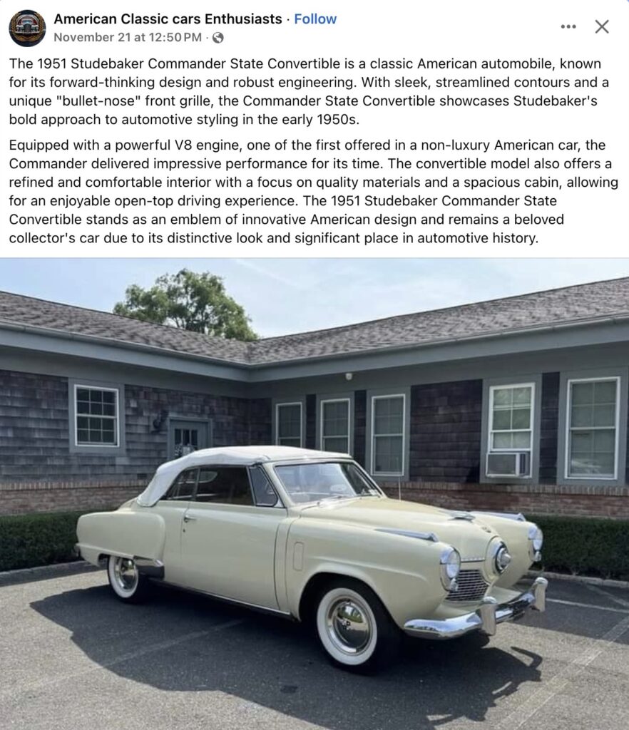 1951 STUDEBAKER Commander State Convertible FB