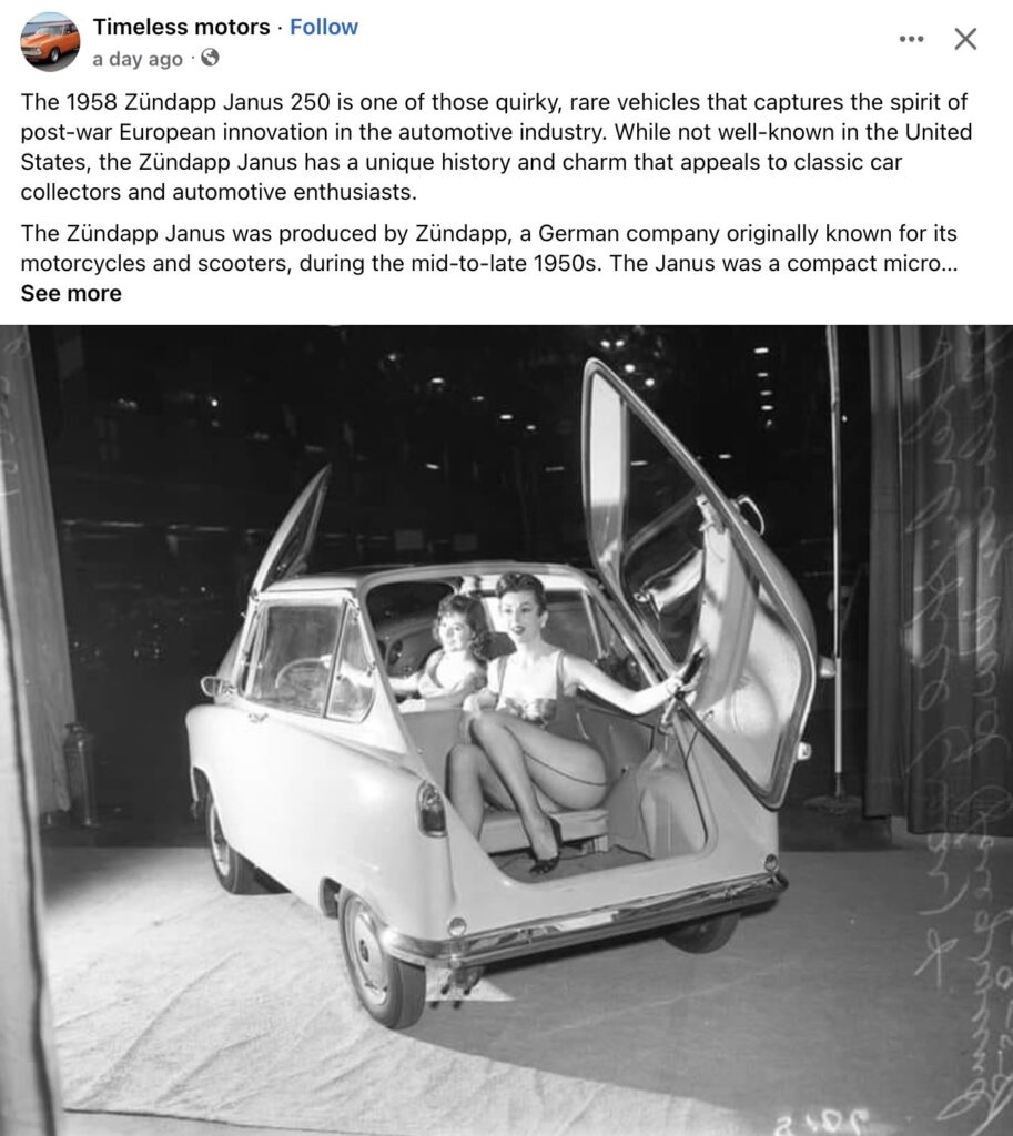 1958 ZUNDAPP Janus 250 microcar FB