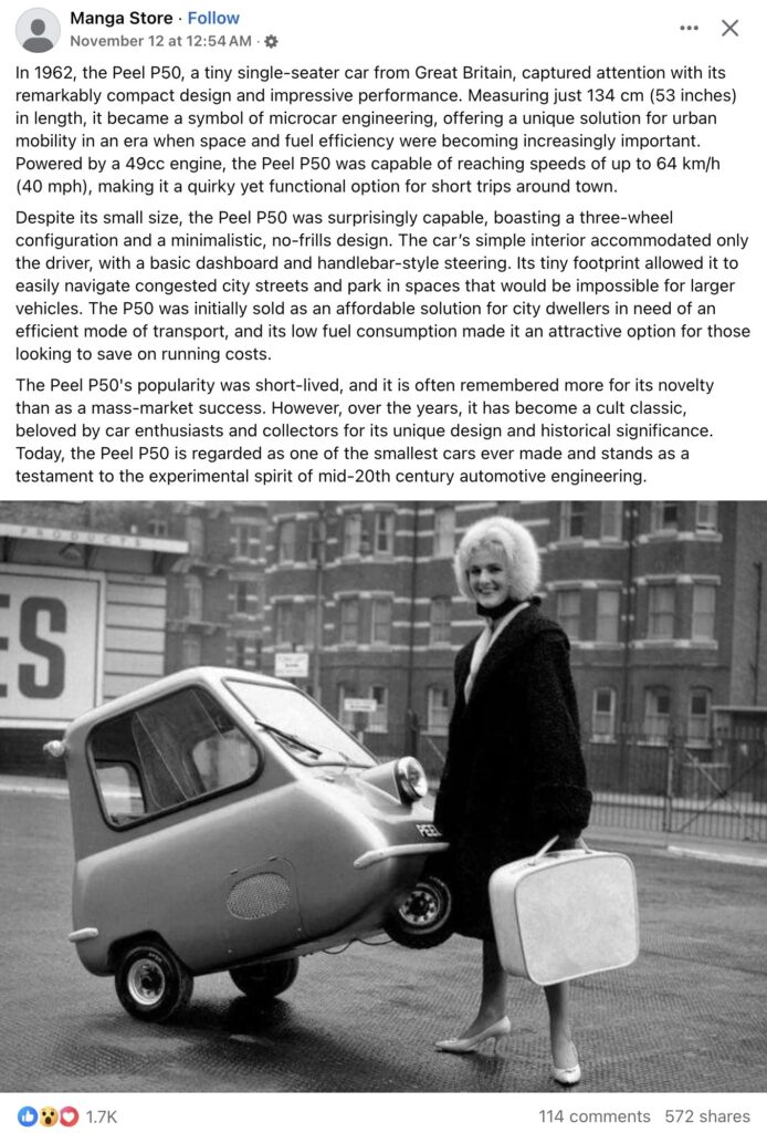 1962 PEEL P50 microcar FB