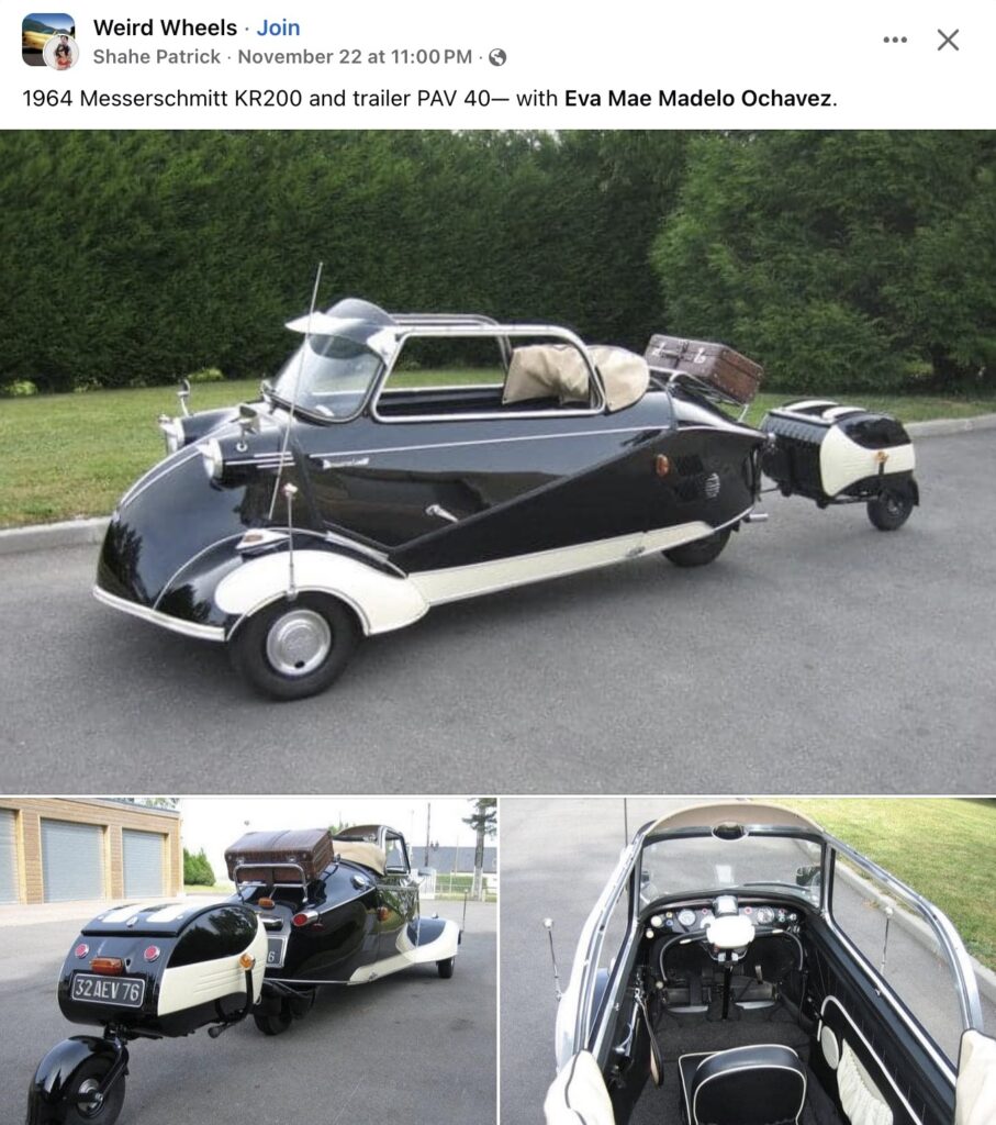 1964 MESSERSCHMITT KR200 3-Wheeler and trailer PAV 40 FB