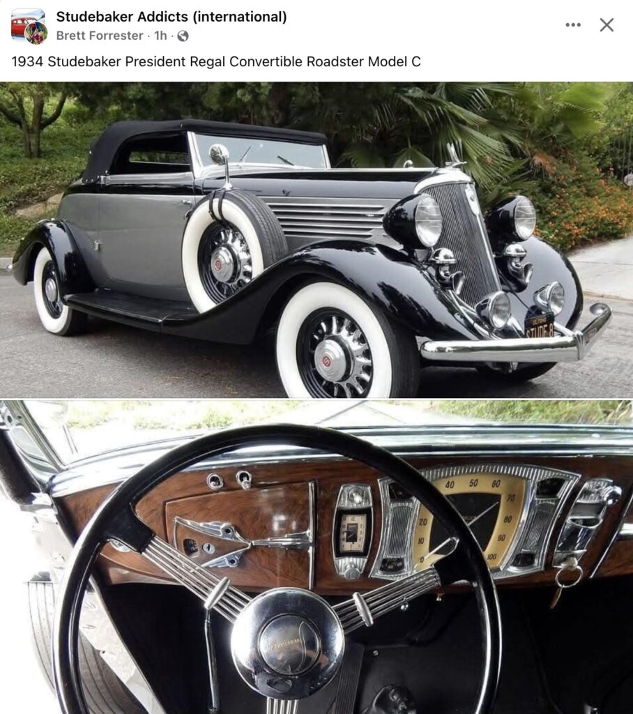 1934 STUDEBAKER President Regal Convertible Roadster Model C FB
