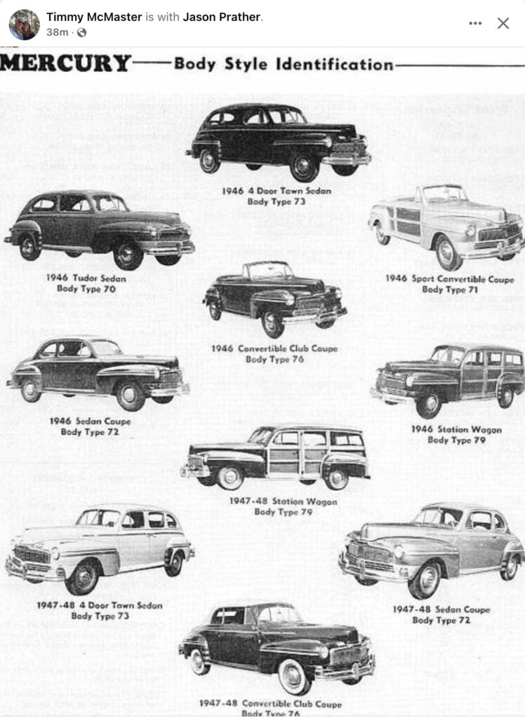 1946-1948 MERCURY Body Style Identification FB