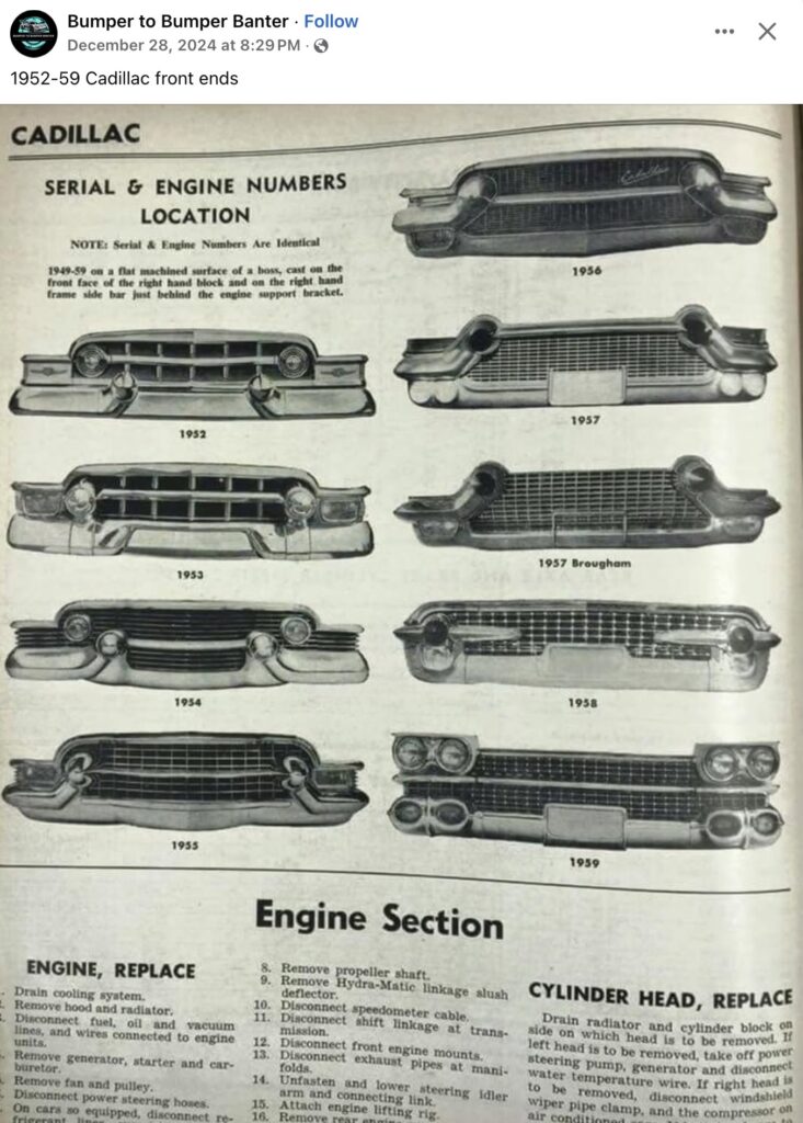 1952-59 CADILLAC front ends FB