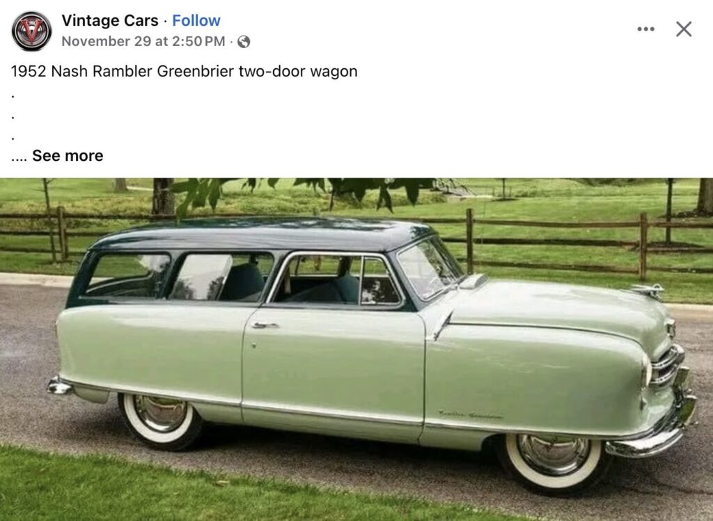 1952 NASH Rambler Greenbrier two-door wagon FB