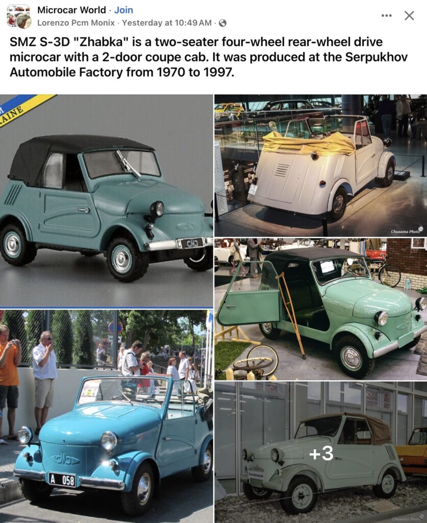 1970 to 1997 SMZ S-3D Zhabka microcar FB