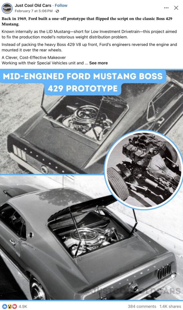 1969 FORD Mustang Boss 429 prototype FB