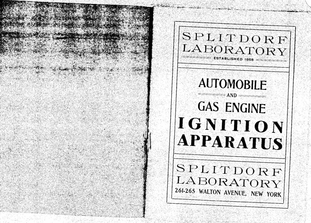 1908 SPLITDORF Magneto catalog Inside front cover & page 01