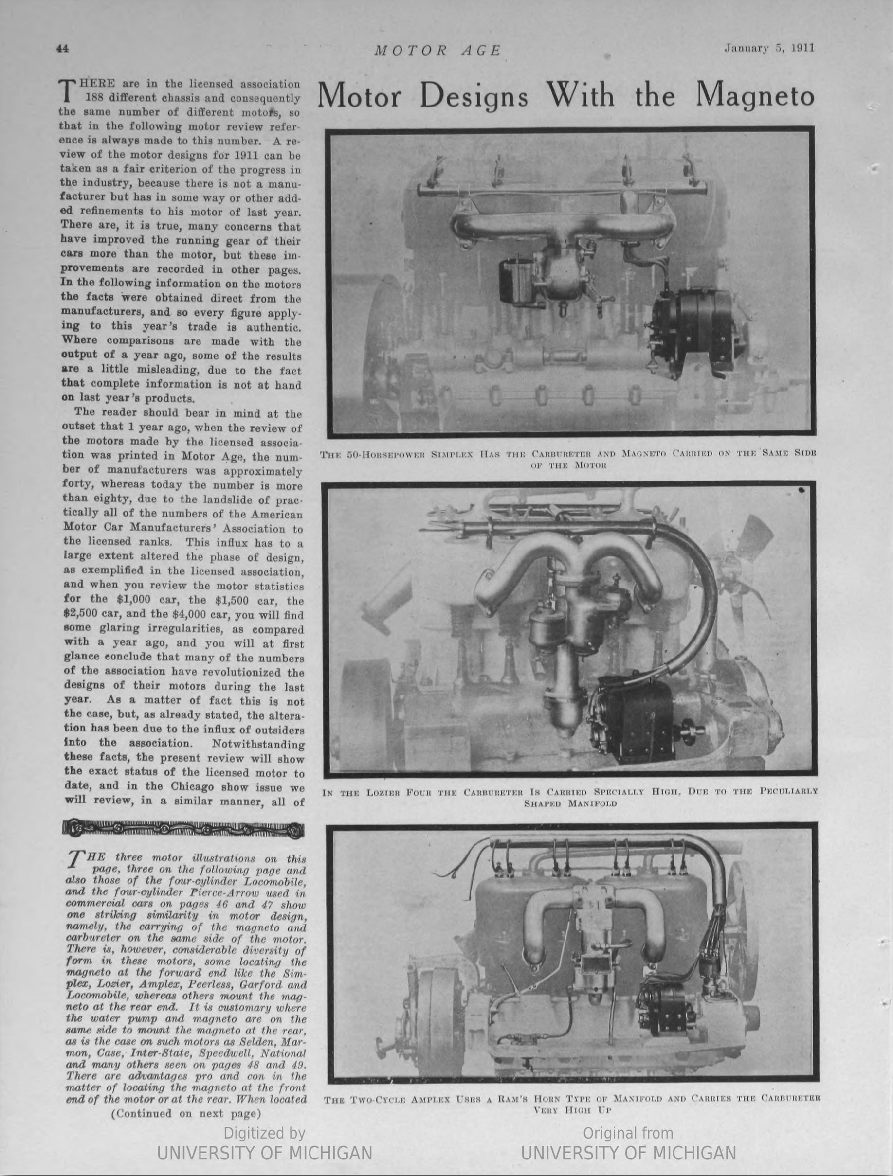 1911 1 05 Motor Designs With the Magneto and Carburetor on the Same ...