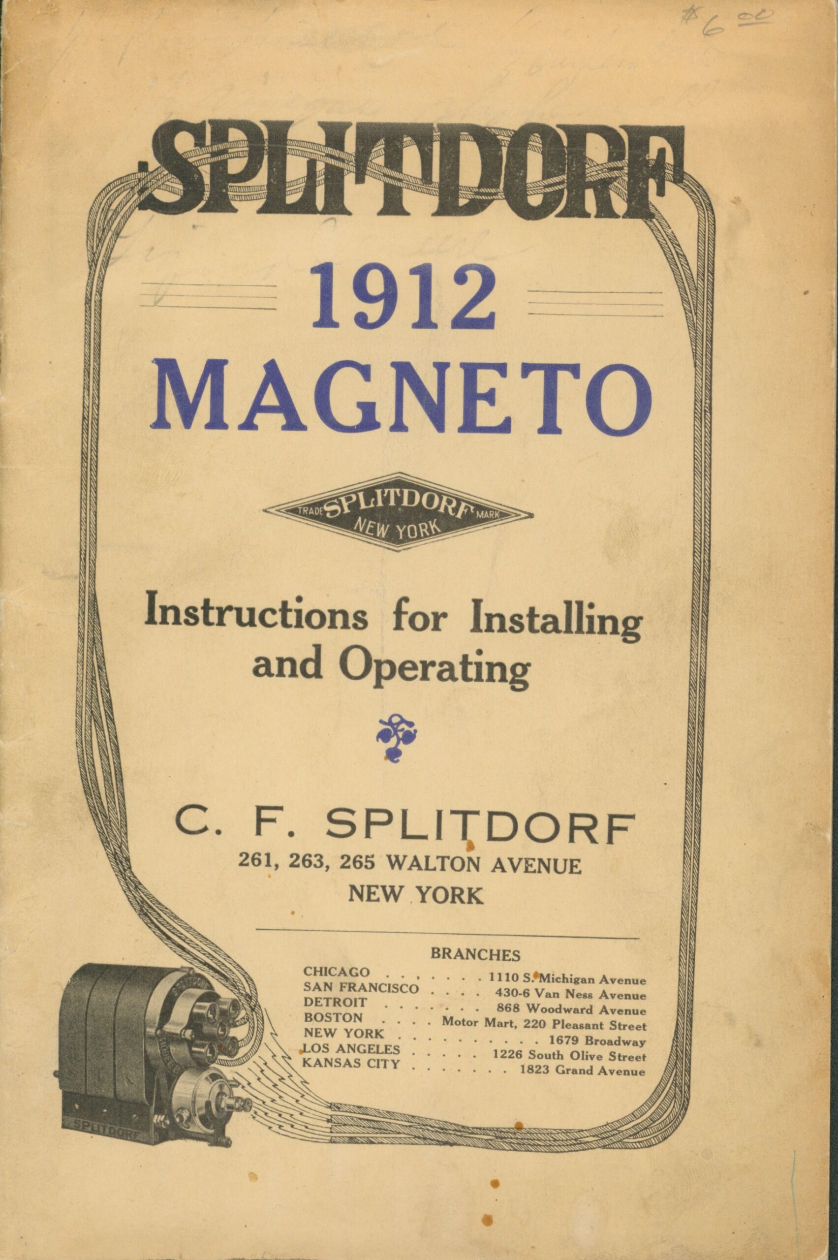 1912 SPLITDORF MAGNETOS Instructions for Installing and Operating AACA ...