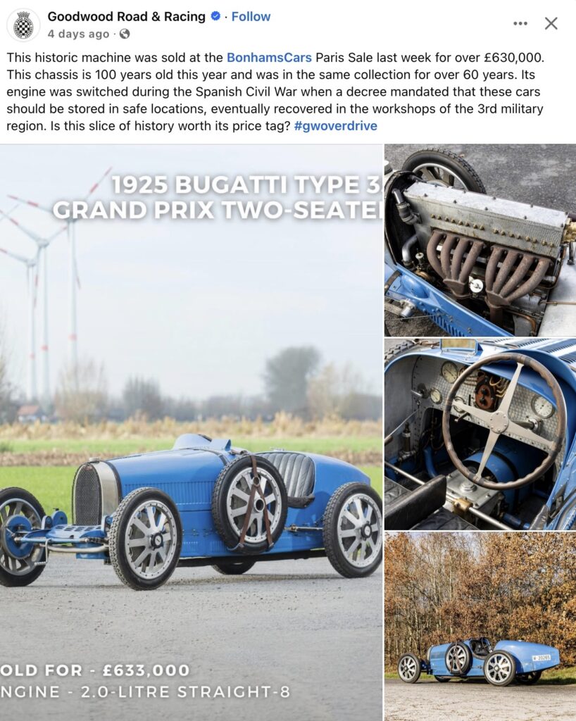 1935 BUGATTI Type 3 Grand Prix Two-Seater FB