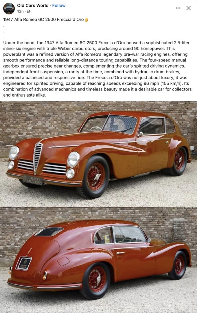 1947 ALFA ROMEO 6C 2500 Freccia d’Oro FB