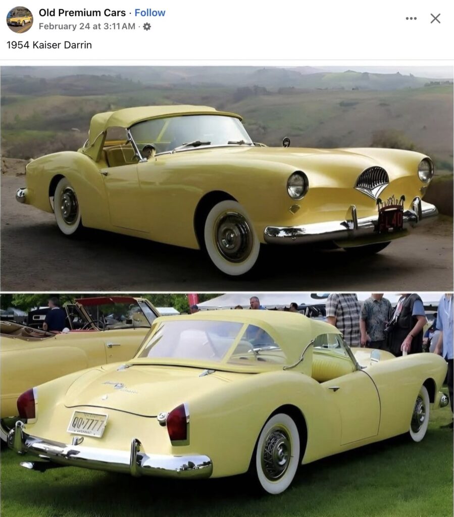 1954 KAISER Darrin yellow FB