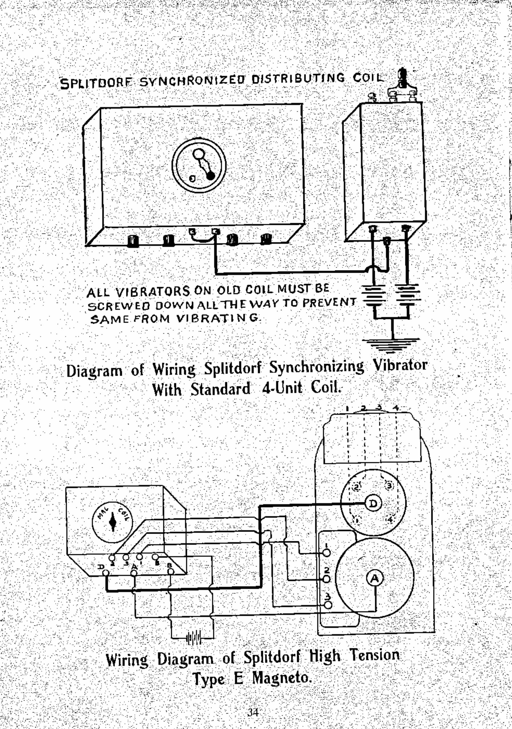 Wiring Diagram of Splitdorf 4-Cylinder Synchronized Distributing Coil ...