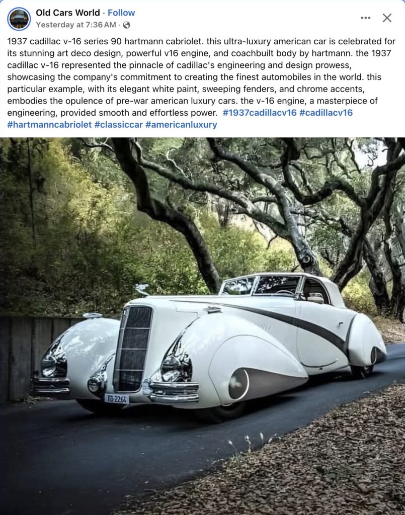 1937 CADILLAC V-16 Series 90 Hartmann Cabriolet FB