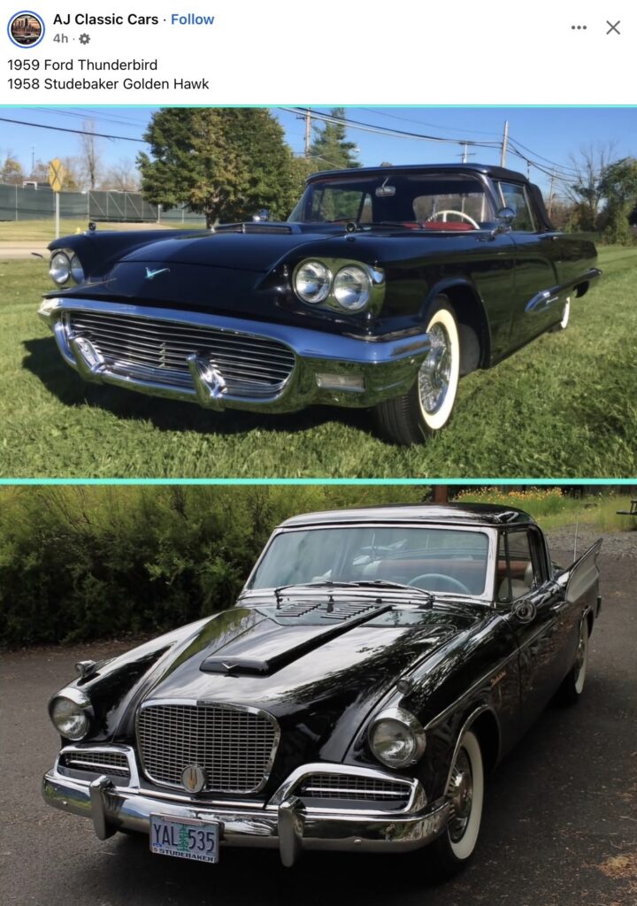 1959 FORD Thunderbird and 1958 STUDEBAKER Golden Hawk FB
