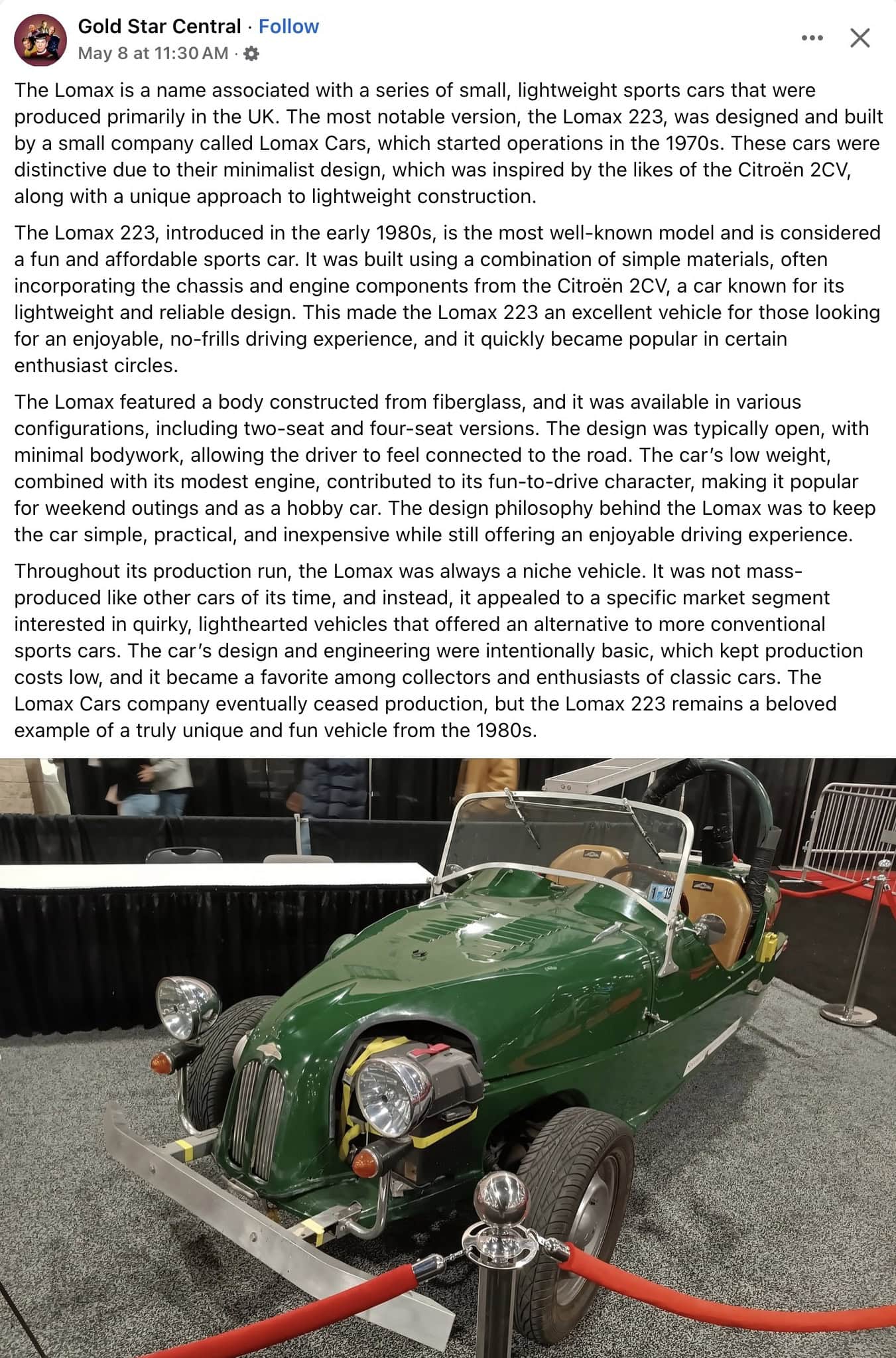 1980 ca. LOMAX 3-Wheeler FB