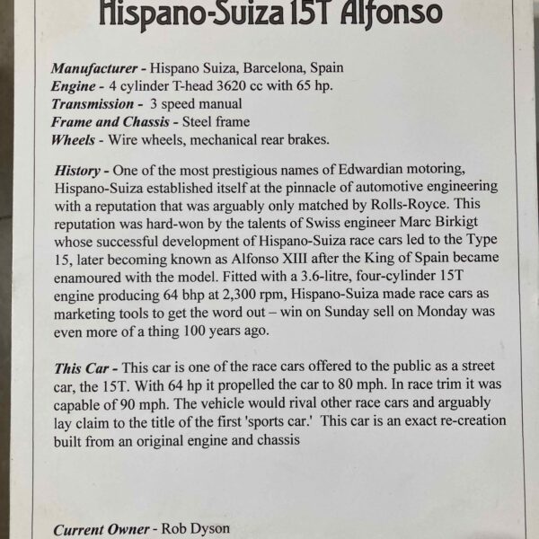 2025 9 24 1911 HISPANO-SUIZA 15T Alfonso sign