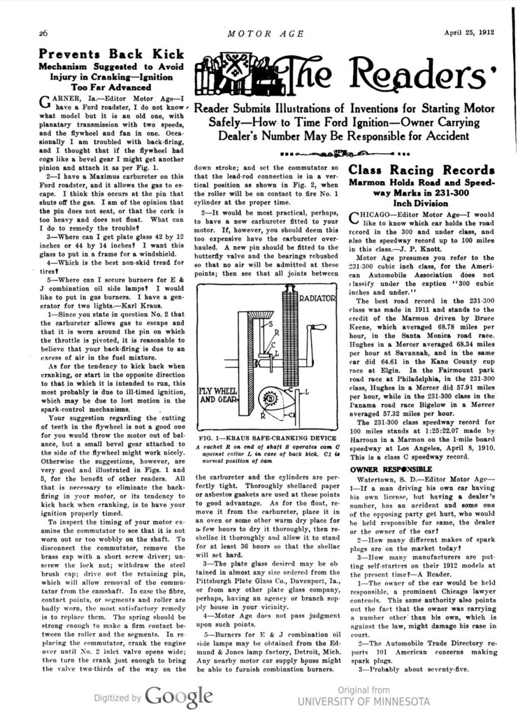 1912 4 25 Class Racing Records Marmon Holds Road and Speedway Marks in ...