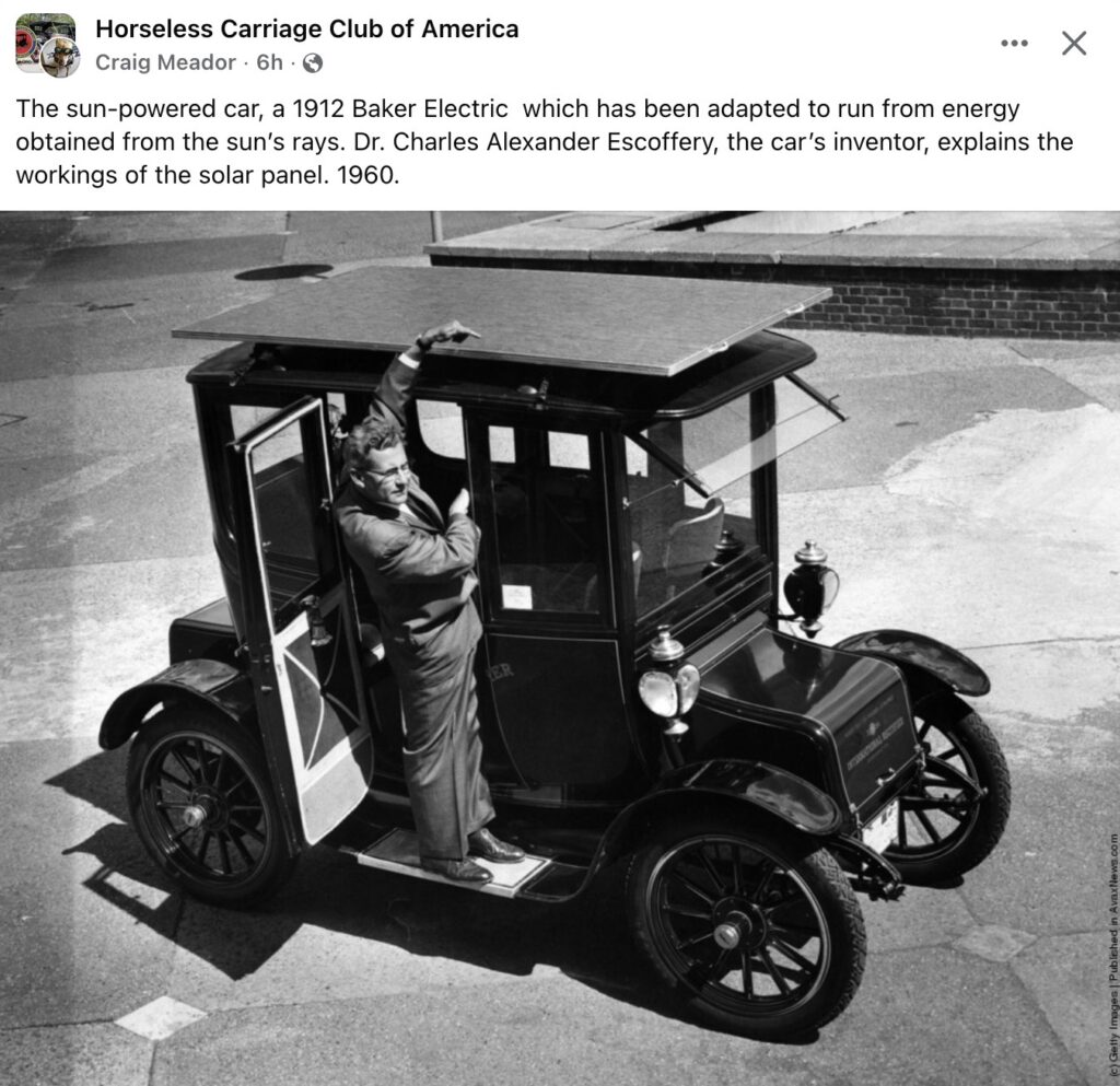 1912 BAKER Electric in 1960 solar panel FB