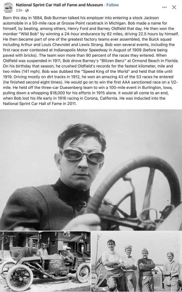 1913 ca. Bob Burman racer and KEETON Indy Car FB