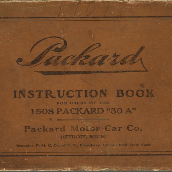 1908 PACKARD Instruction Book Model "30A" 9"×6" Front cover